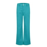 Difdany Women's Wide Leg Pants for Women Mid Waist Dress Flare Straight ...
