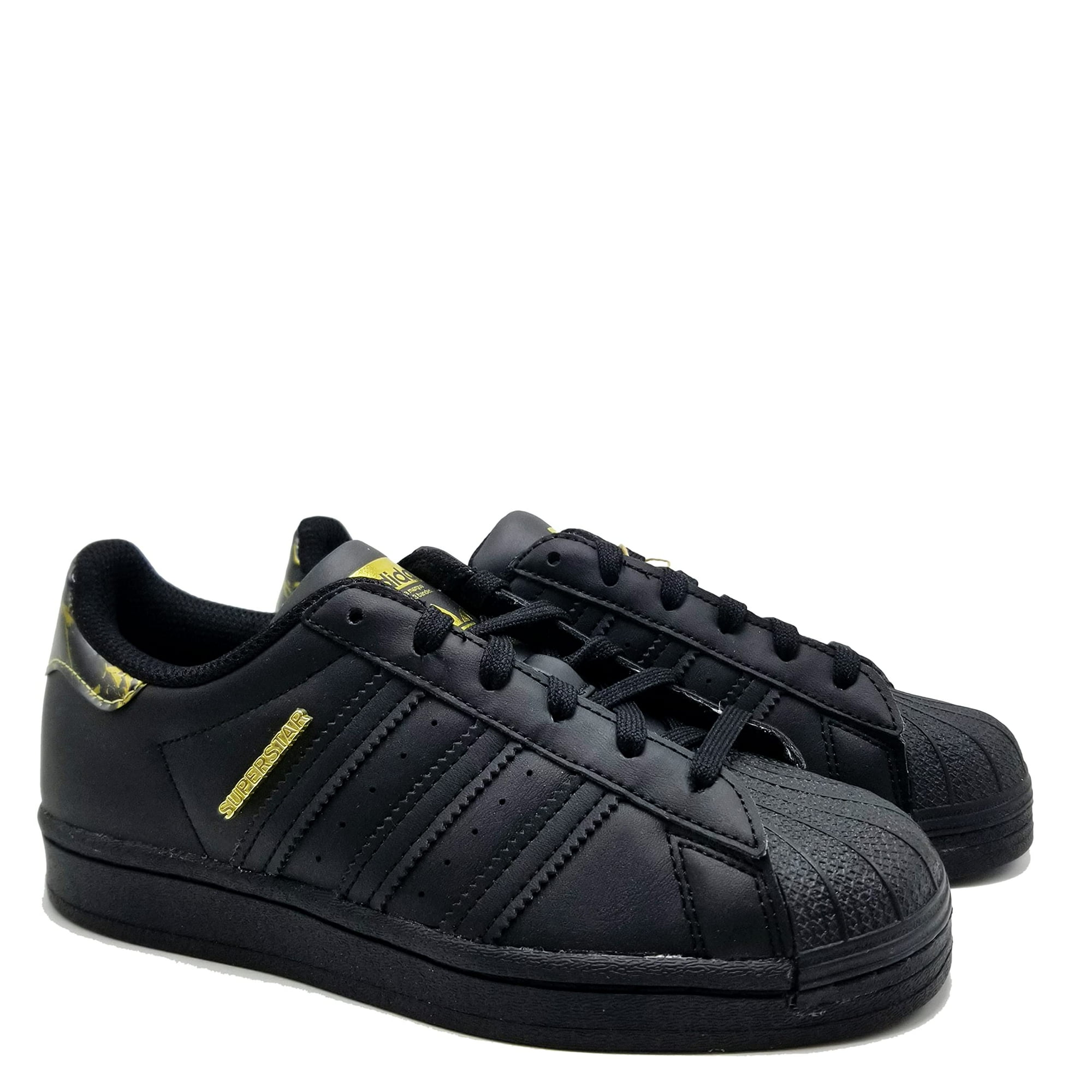 Adidas Originals Superstar (Big Kid) Black/Black/Gold Metallic Big Kid ...