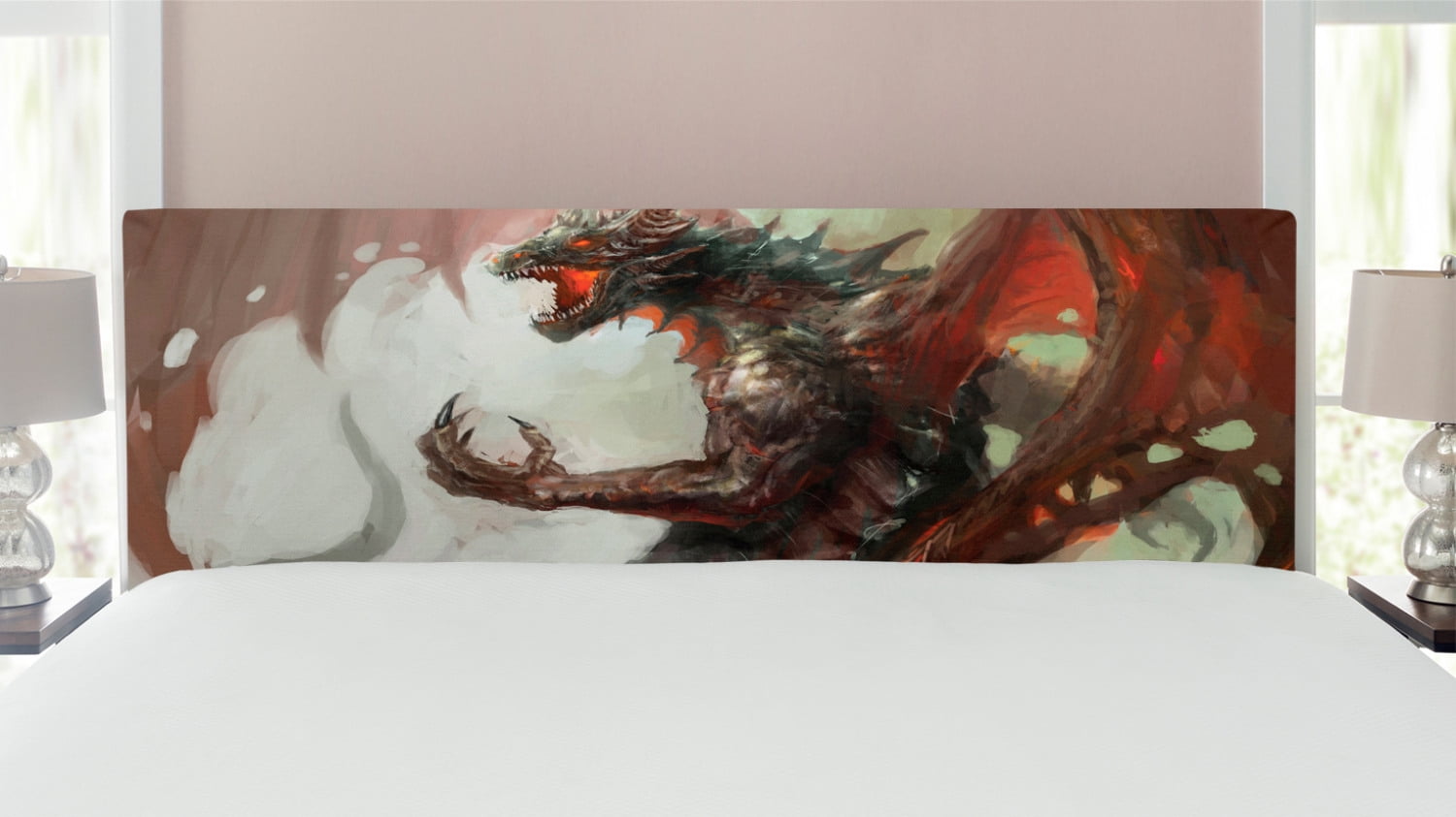 Medieval Headboard, Ilustration of Mythological Creature Dragon ...