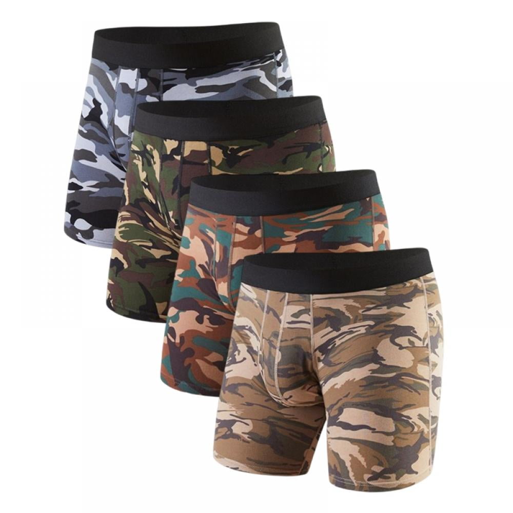 Xmarks Men's Underwear Sport Quick Dry Camo Solid Boxer Briefs 4 Pack ...