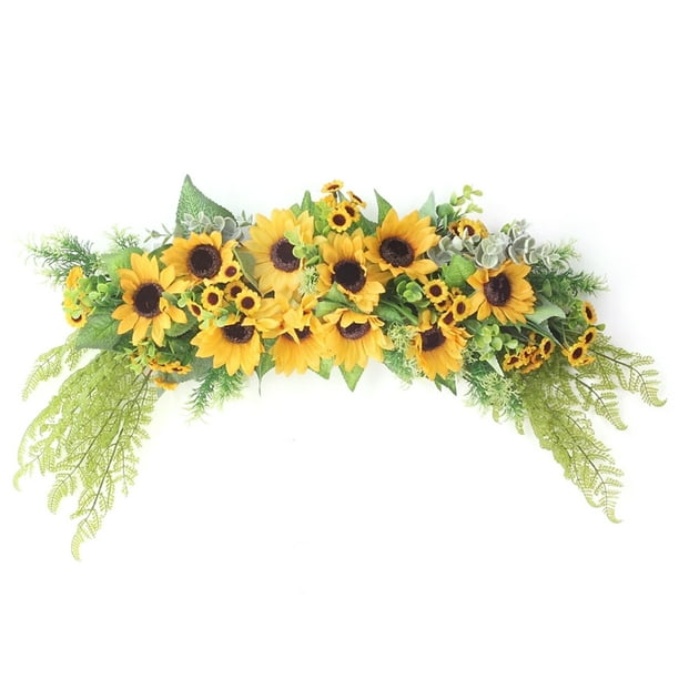 Silk Flower Simulation Wreath Artificial Sunflower Swag Door Decoration ...