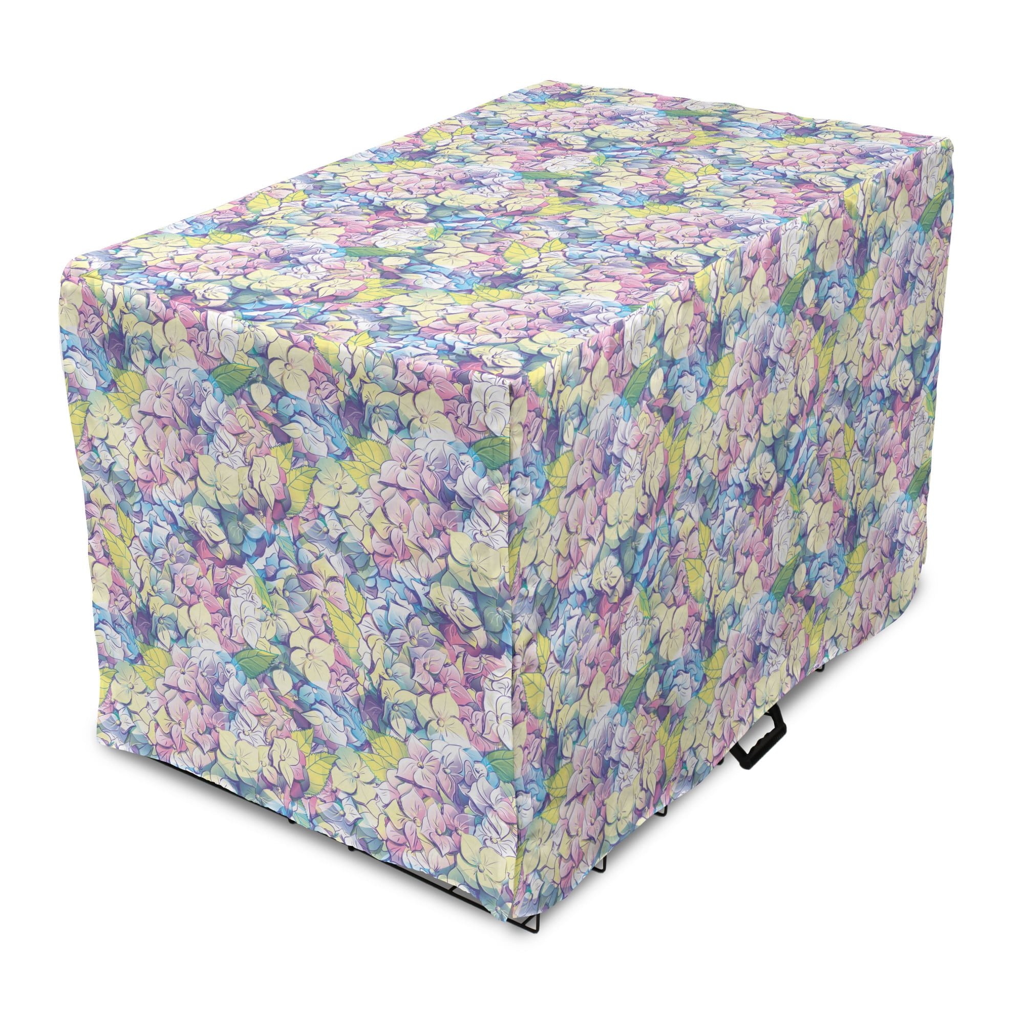 Floral Dog Crate Cover, Pattern of Spring Tone Hydrangea Flowers ...