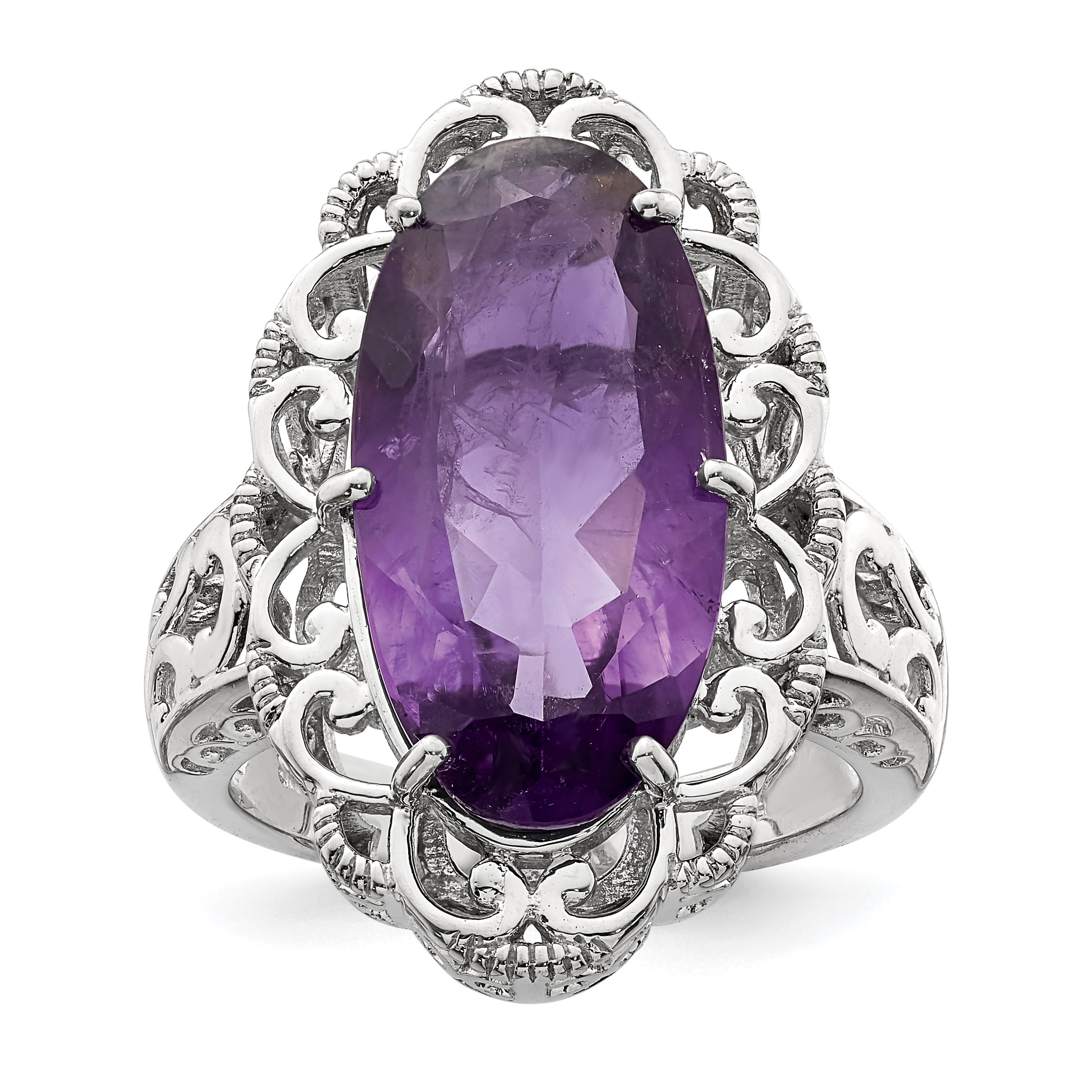 Sterling Silver Amethyst Ring. Gem Wt- 9ct - Walmart.com
