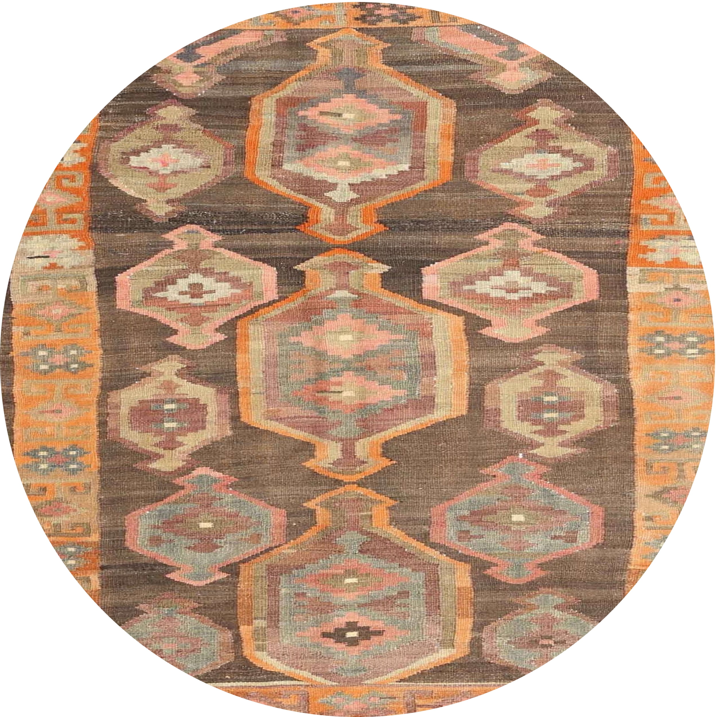 Ahgly Company Indoor Round Contemporary Sand Brown Oriental Area Rugs ...