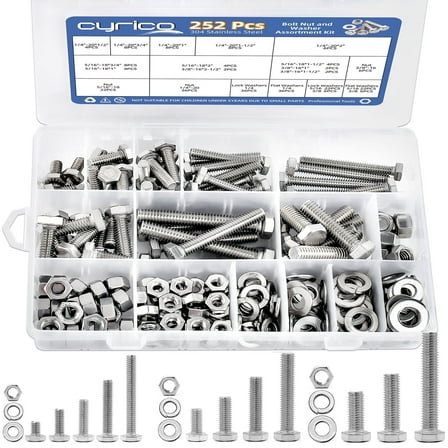 272PCS Heavy Duty Bolts and Nuts Assortment Kit, 1/4, 5/16, 3/8 Machine ...