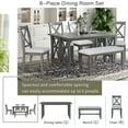 6 Piece Folding Dining Room Table Set with Bench Wood Dining Table and ...