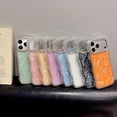 Bling Glitter Diamond Wavy Edge Shell Phone Case for iPhone (Orange ...