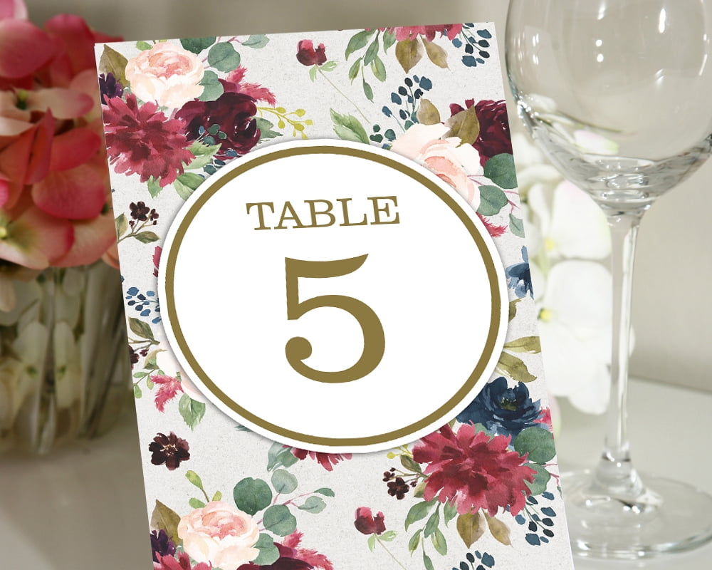 Darling Souvenir Floral Table Numbers Wedding Reception Table Top Cards ...