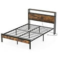 Costway Full Bed Frame with Storage Headboard Charging Station 18W USB ...