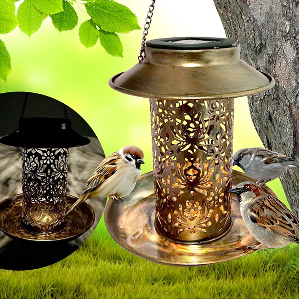 WREA Solar Energy Bird Feeder Waterproof Solar Light Wild Hanging ...