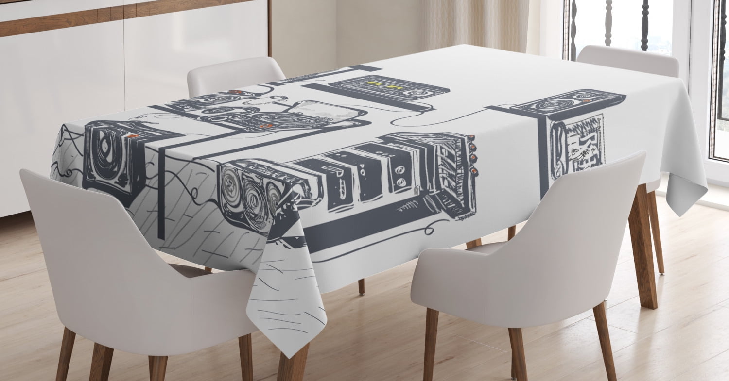 Ambesonne Modern Tablecloth Rectangular Table Cover, Music Devices ...