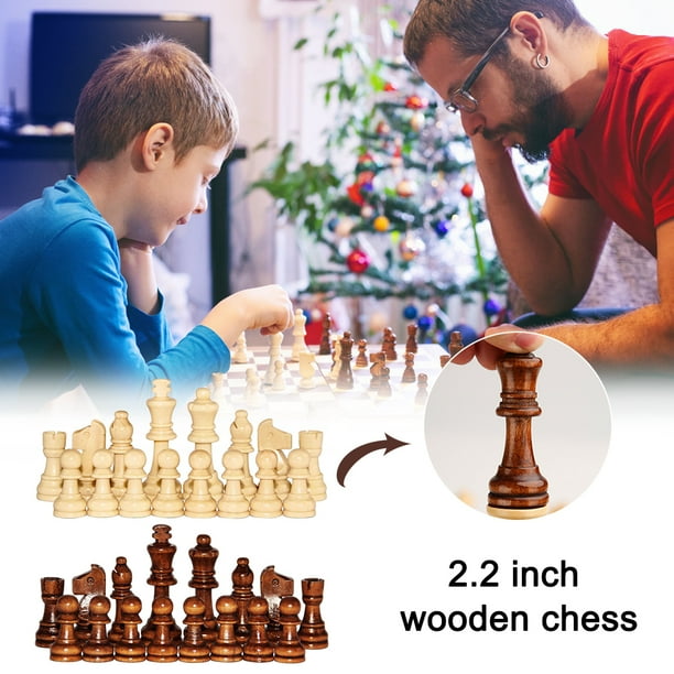 Lutabuo Wooden Checkers 2.2in King Figures 32PCS Chess Pieces Only for ...