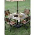 Brown Boho Square Outdoor Tablecloth with Umbrella Hole Medieval Leaves ...