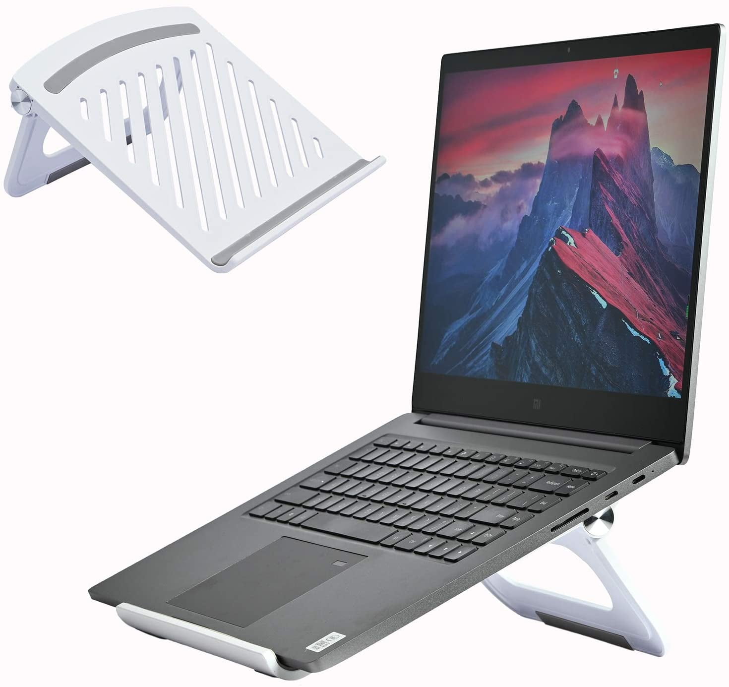 Laptop Stand, Built-In Folding Stand, Adjustable Height Levels Desktop ...