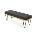 Noble House Elijah Industrial Modern Fabric Bench, Dark Charcoal ...