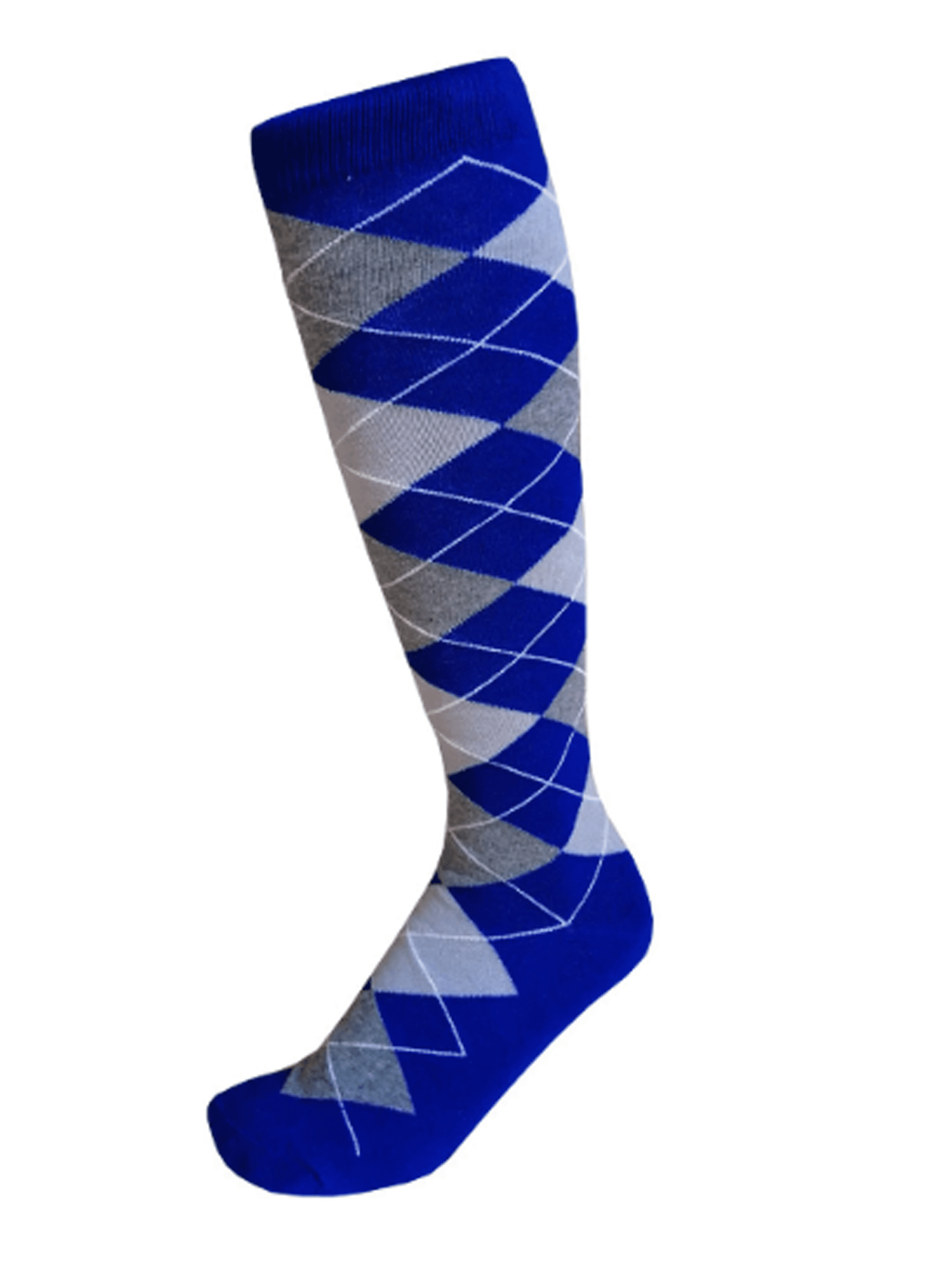Men's Royal Blue With Gray and Heather Gray Color Argyle Knee High Golf ...