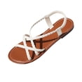 Afuyipoi Women's Woven Strap Sandals Solid Color Plus Size Comfortable ...