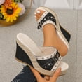Miluxas Women's Denim Espadrille Platform Wedge Sandals Fashion Woven ...