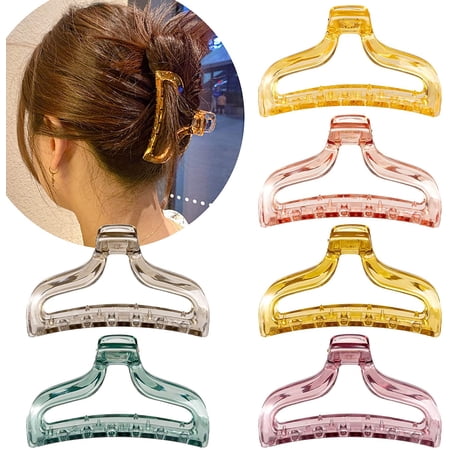 Whaline 6 Pack Hair Claw Clips Transparent Hair Catch Clip Candy Color ...