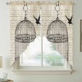 Birdcage Bird Swag Curtain Valance for Window 2 Panels Vintage Hand ...