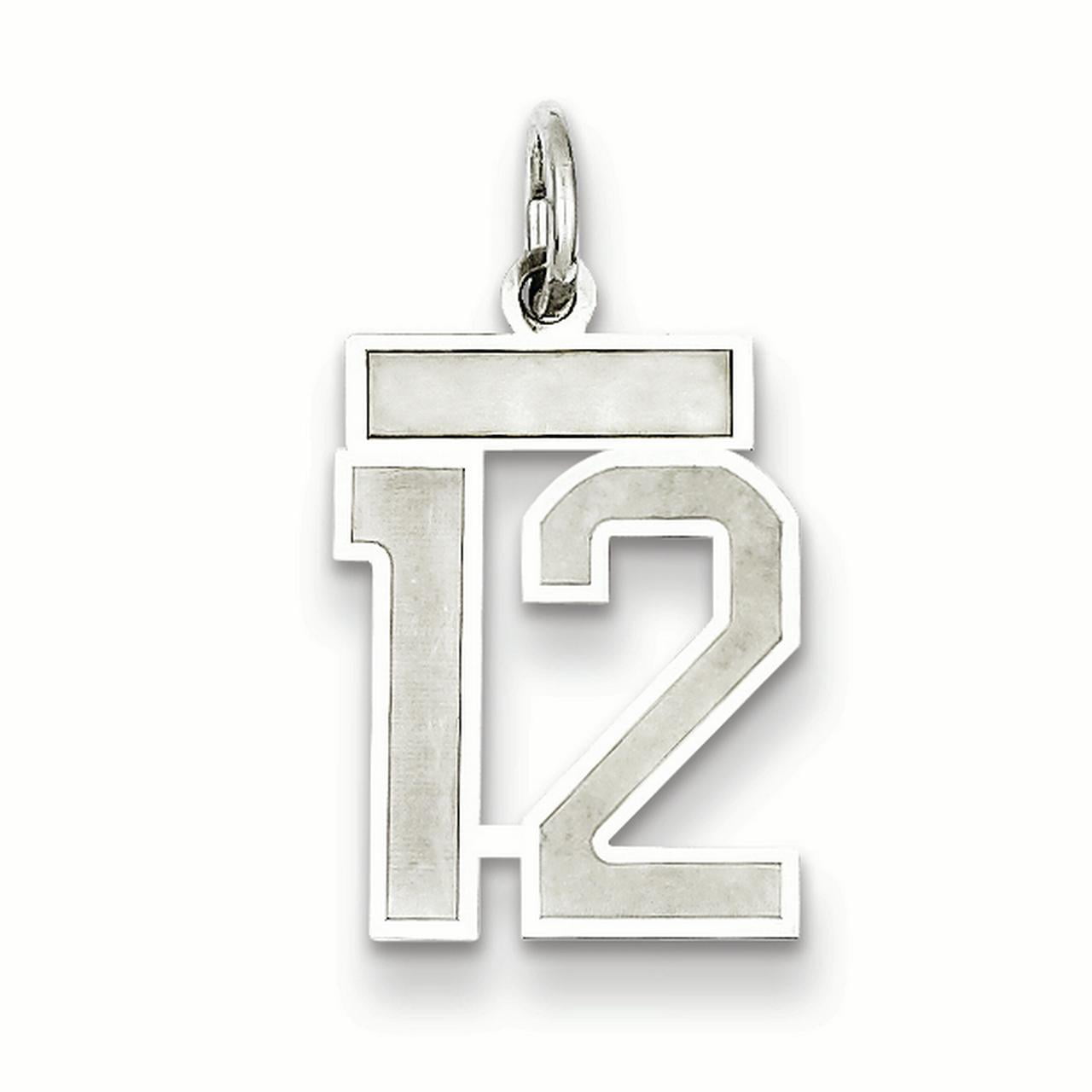 Sterling Silver Rhodium-plated Small Satin Number 12 Charm - Walmart.com