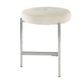 Chloe Contemporary Vanity Stool in Chrome and White Velvet by ...