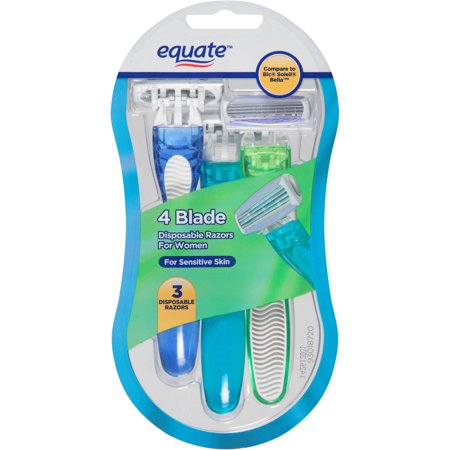 Equate 4 Blade Disposable Razors for Women, 3 count - Walmart.com