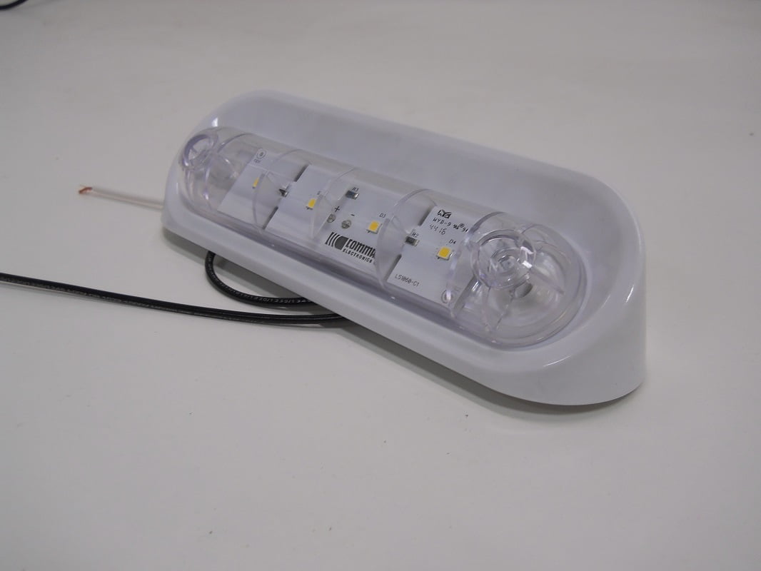 White LED 12V RV Camper Trailer Porch Light / Angled White Base / On ...