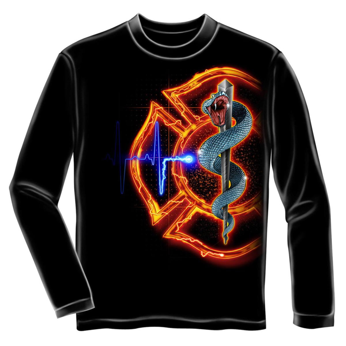 Fire Rescue Long Sleeve Flame T-shirt by , Black - Walmart.com