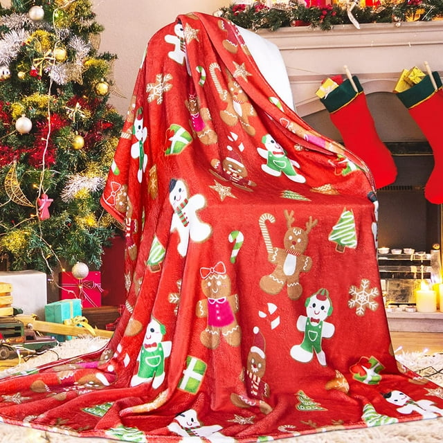 Newhomestyle Christmas Flannel throw Blanket Red Christmas Fluffy ...