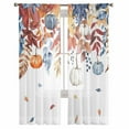 Blue Pumpkins Fall Sheer Curtains 96 Inches Long 2 Panels Set, Window ...