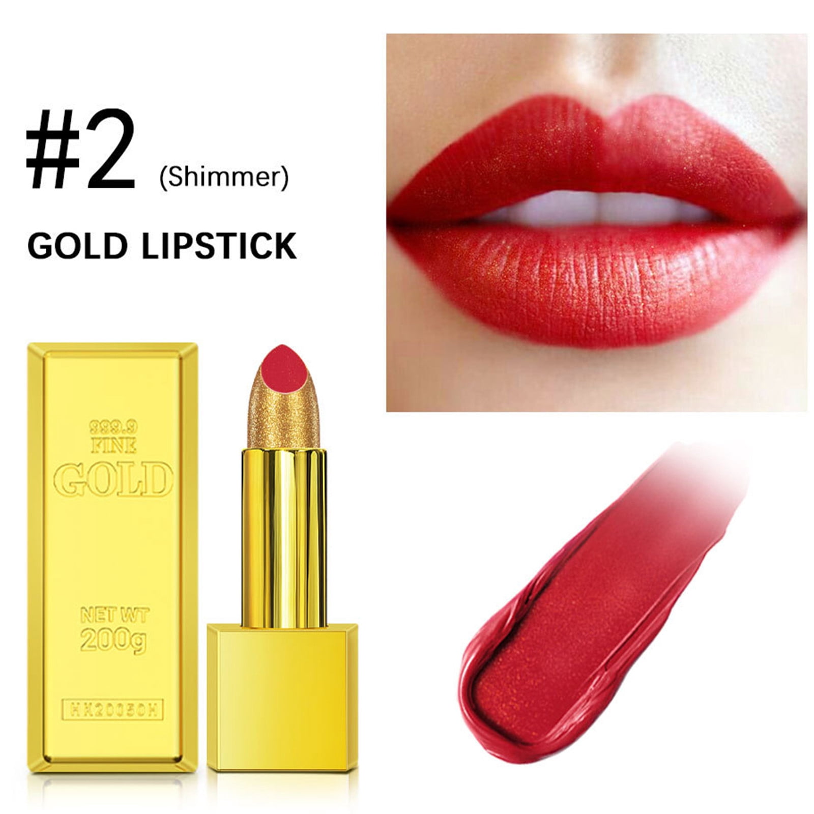 HIMIWAY Lipstick Gold Bar Design Shimmering Lipstick for Long-lasting ...