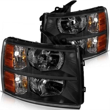 Headlight Assembly Black Housing Amber Reflector Clear Lens for ...