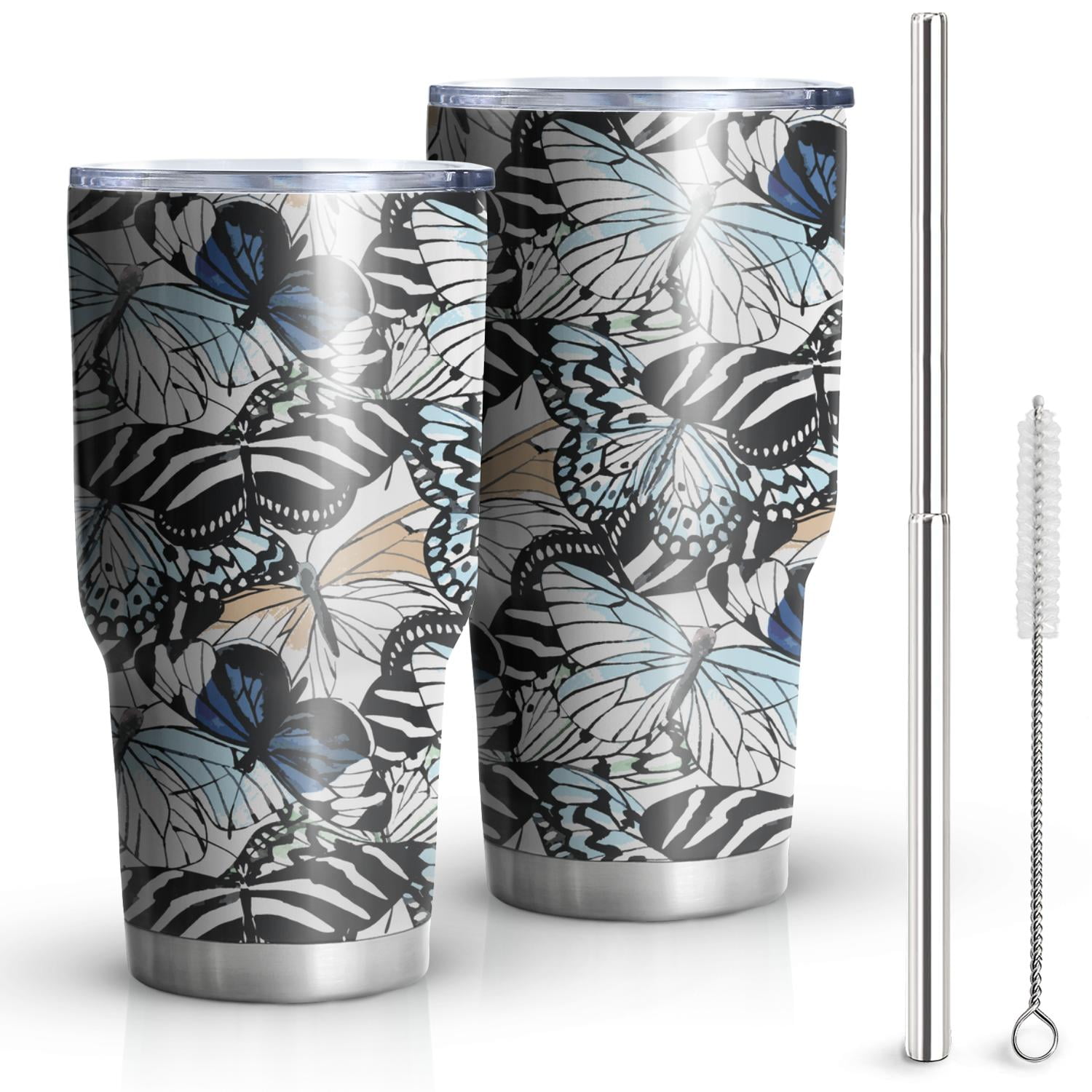 Butterfly Tumbler with Lid and Straw- Butterfly Gifts for Women ...
