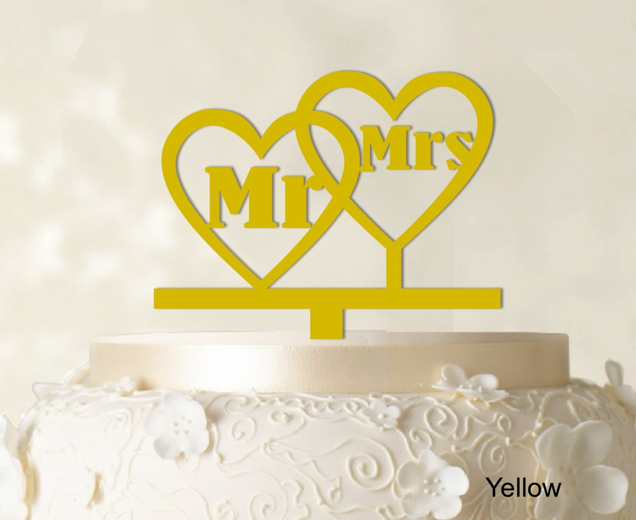 Mr & Mrs Wedding Cake Topper Personalized Yellow Cake Topper Color ...