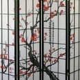 70"" Tall 4-Panel Room Divider with Plum Blossom Design, Black Wood ...