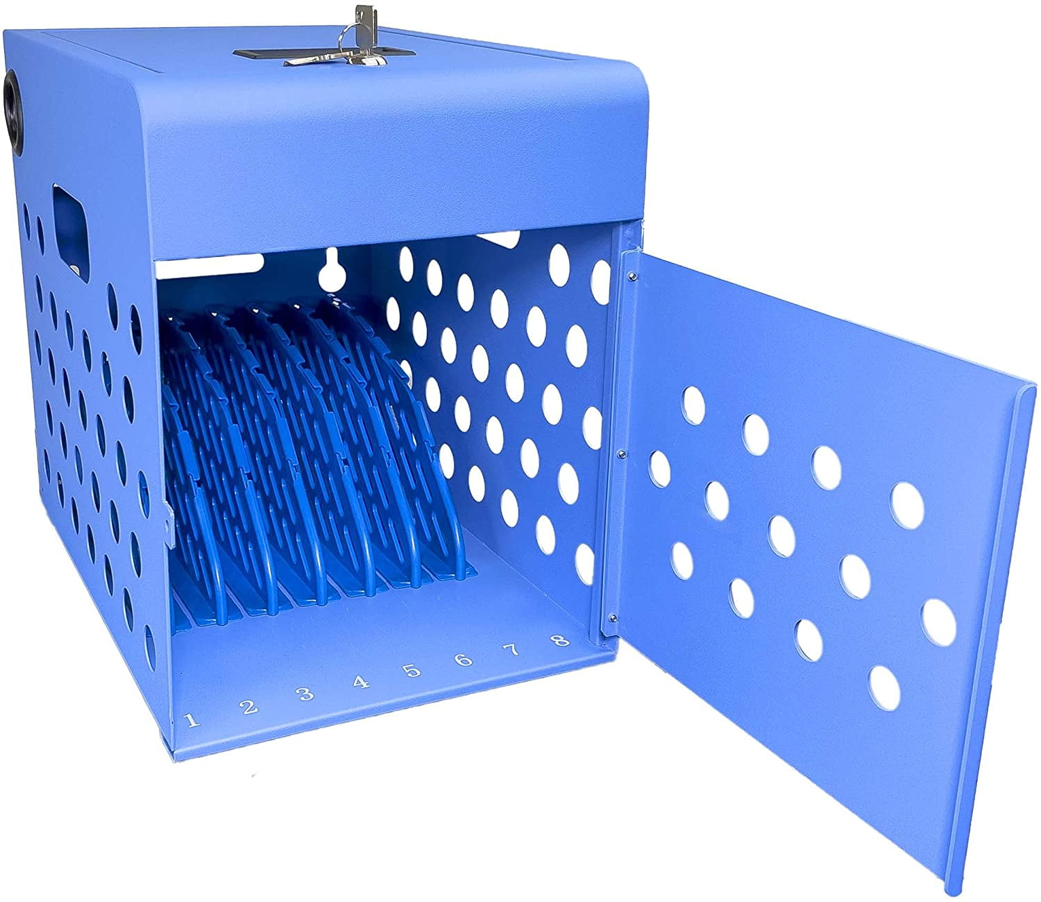 8 Device Tablet Laptop Charging Station Locking Cabinet Cable Organizer ...