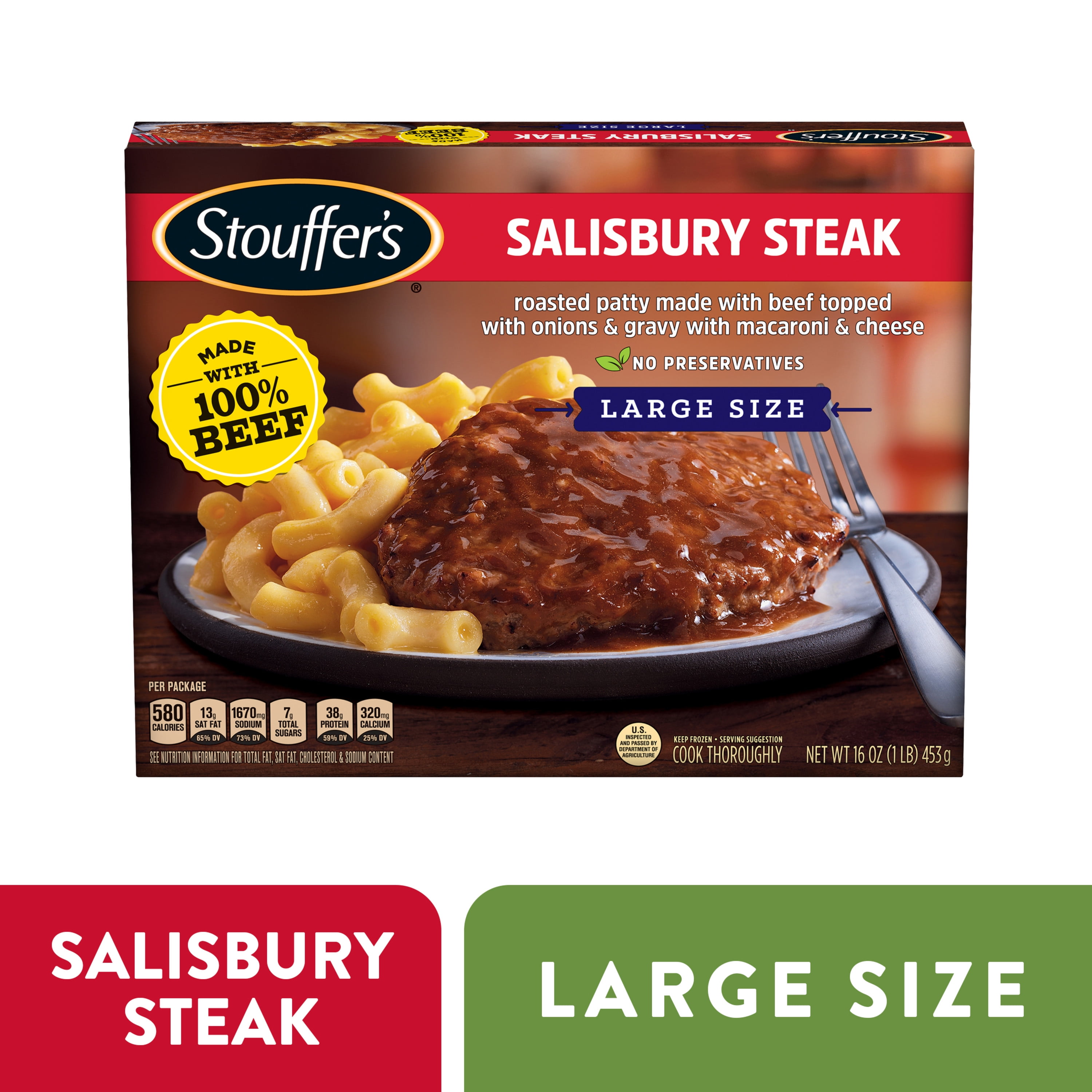 Stouffer's Large Size Salisbury Steak Frozen Meal 16 oz. - Walmart.com ...