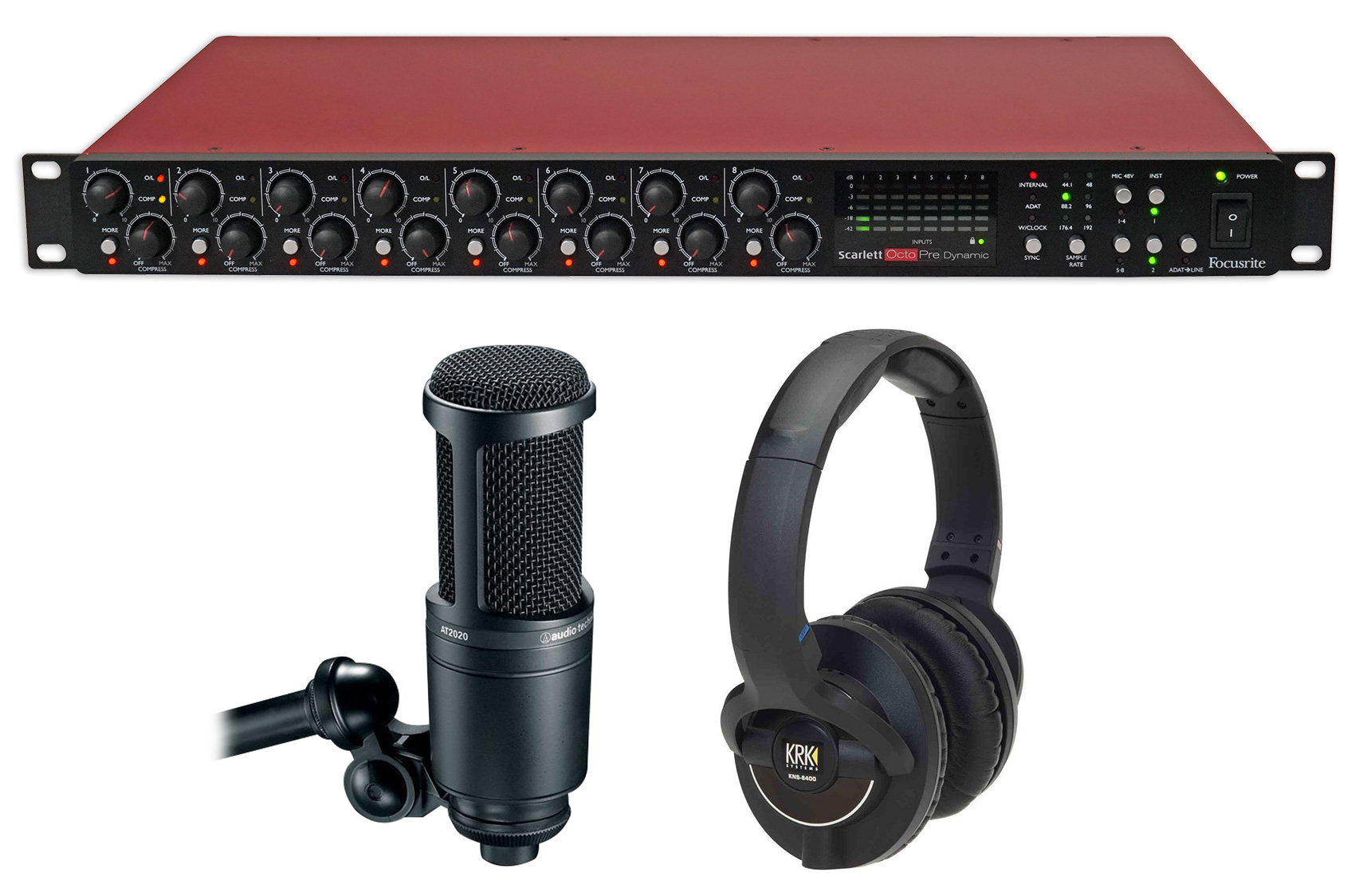 Focusrite Scarlett OctoPre Dynamic Microphone Preamp+KRK Headphones ...