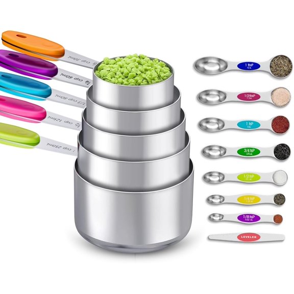 Measuring Spoons Set and Cups, Mixed Colors, 6-Piece Teaspoon Measuring ...