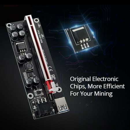 PCI-E Riser Board with LED Adapter; PCI-E 1x Dynamic Light PCI-Express ...