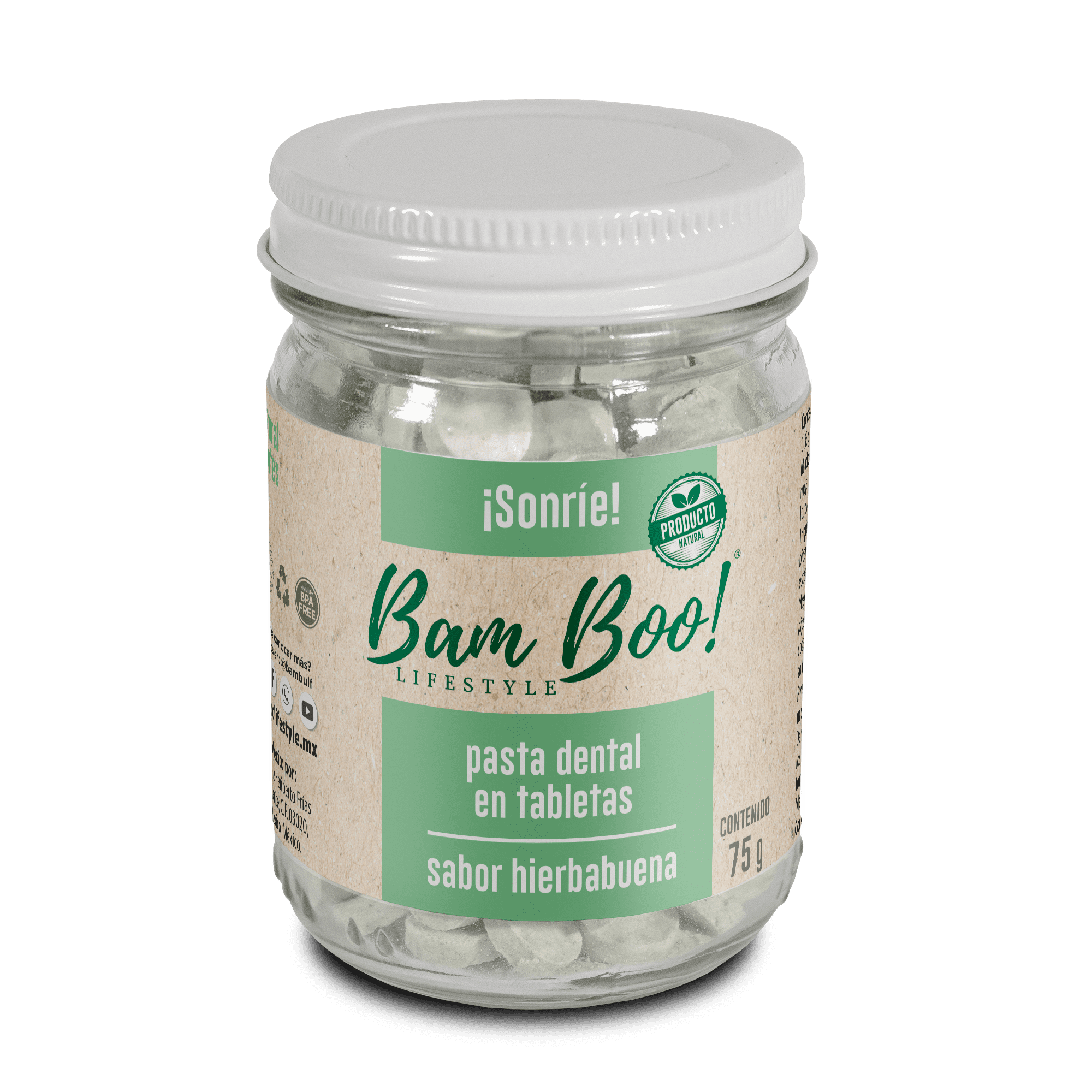 Pasta Dental en tabletas sabor Hierbabuena 75 gr Bam Boo! Lifestyle ...