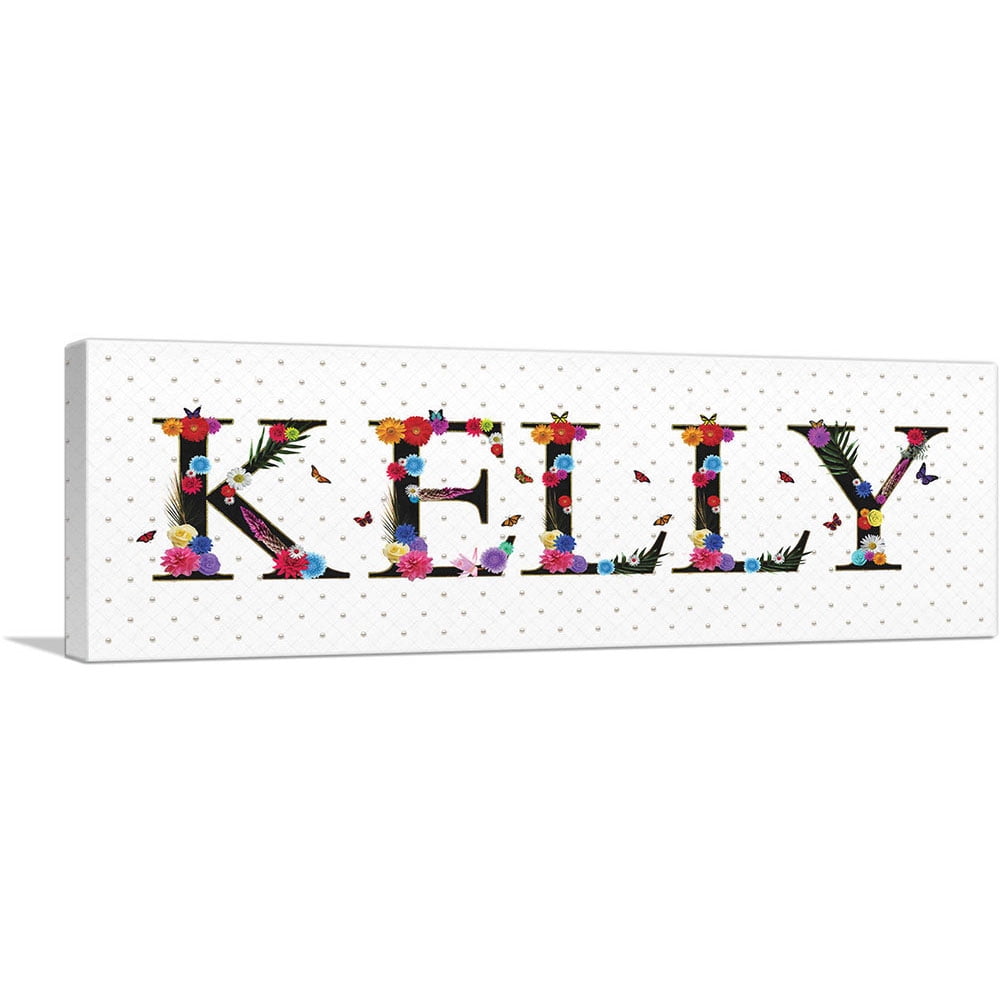 ARTCANVAS KELLY Girls Name Room Decor Canvas Art Print - Size: 48" x 16 ...