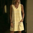 asdoklhq Plaid Dress Midi Dresses Holiday Dress Decorative Button Linen ...