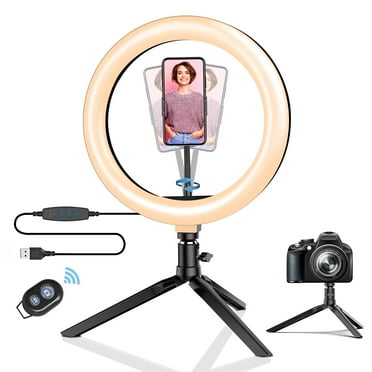10 Inch LED Ring Light with Tripod Stand 3200K-5500K Dimmable Table ...