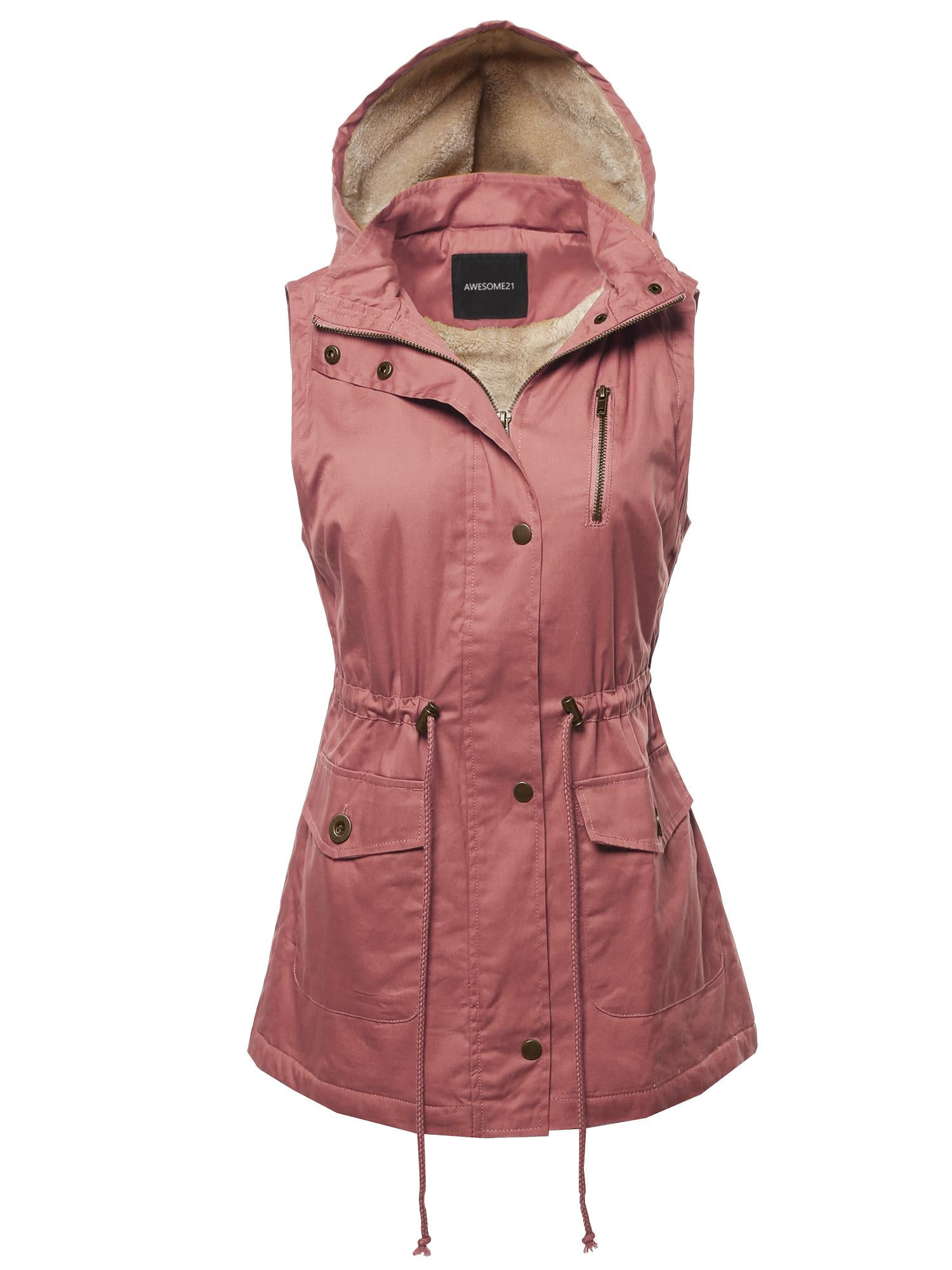 FashionOutfit Women's Solid Sleeveless Anorak Drawstring Vest - Walmart.com