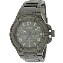 Guess Men's Crew 44mm Two Tone Leather Band Steel Case Quartz Black ...
