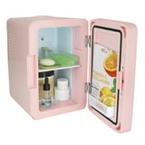 Personal Chiller Mini Fridge with LED Lighted Mirror Door, Coral ...