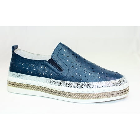 Bernie Mev's Womens TW99 Slip On Leather Shoes - Navy | Walmart Canada