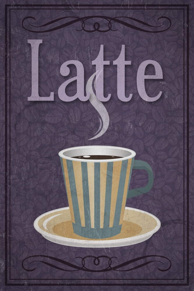 Latte Sign (16x24 Giclee Gallery Art Print, Vivid Textured Wall Decor ...